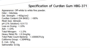 Curdlan Gum HBG-371 SPECIFICATIONS – OPAL BIOTECH.